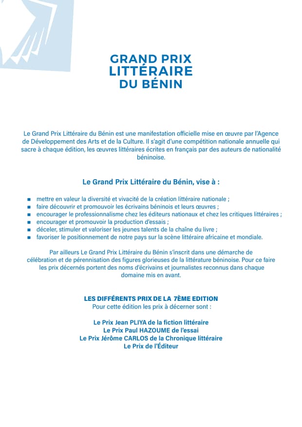 Grand Prix Littéraire du Bénin/7e édition : Les prétendants au "Prix ...